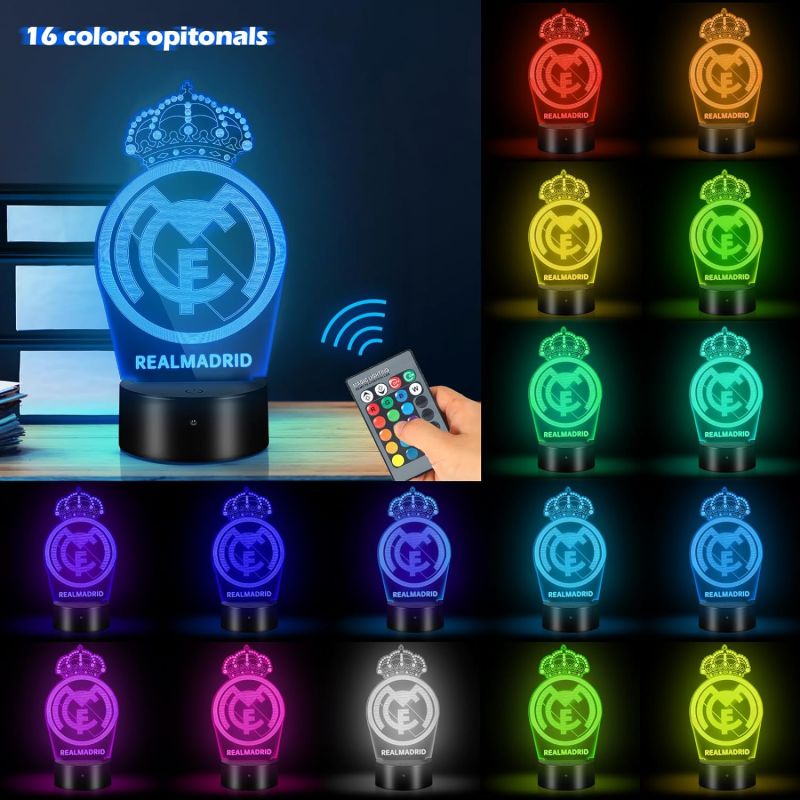 Lámpara Escudo Real Madrid - Efecto 3D - Fútbol para regalar.